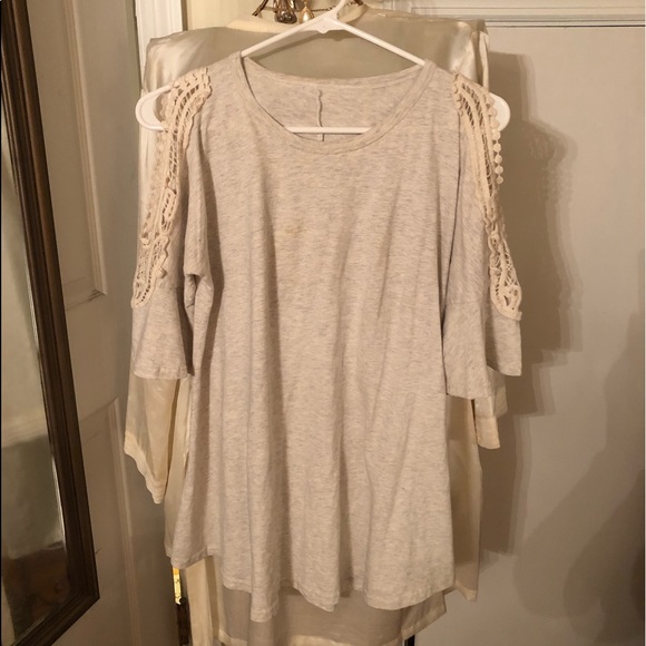 Tops | Tshirt With Lace Open Sleeves | Poshmark